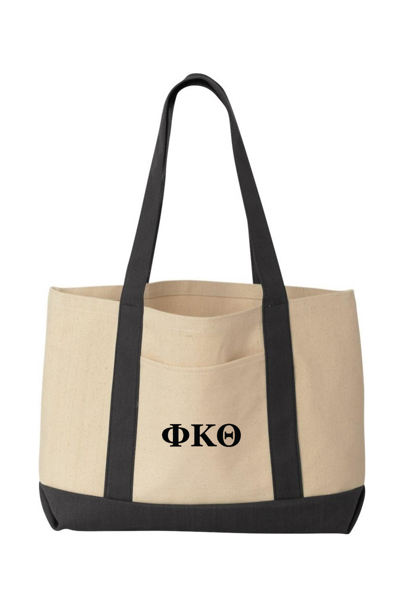 Phi Kappa Theta - Cotton Canvas Tote - Black Embroidered Letters ...